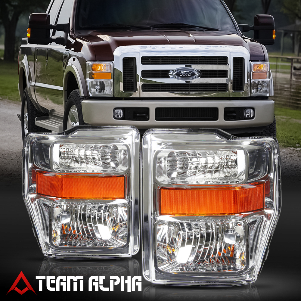 Fits 2008-2010 Ford F250/F350/F450 SD [Chrome/Clear] Amber Corner ...